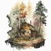 Rustic Cabin Watercolor Digital Print Digital Print, Instant Download ...