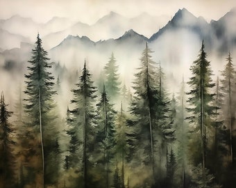 Digital Watercolor Birch Tree Paintings Digital Print, Instant Download ...