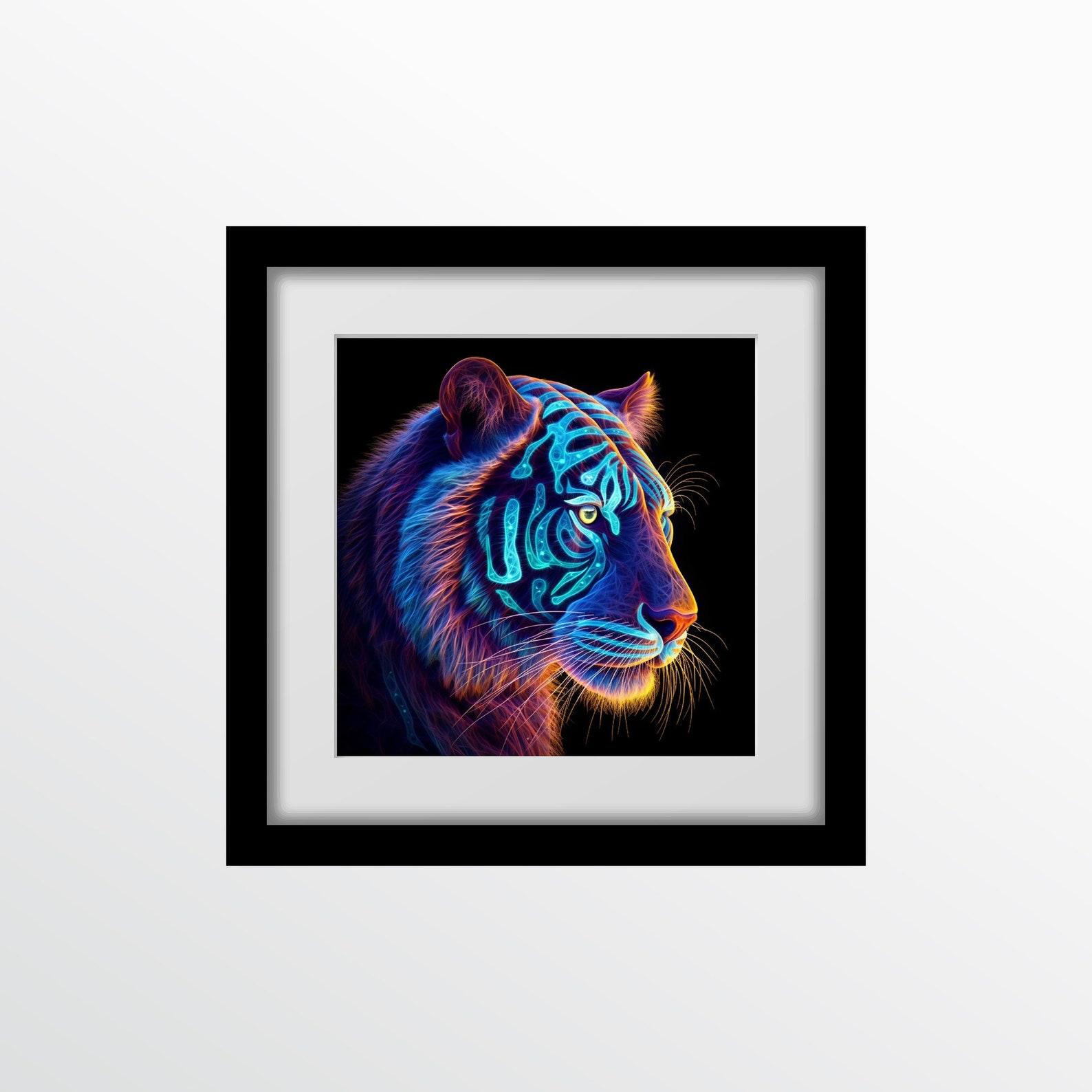 Digitally Created Neon Tiger Print., Digital Print, Instant Download ...