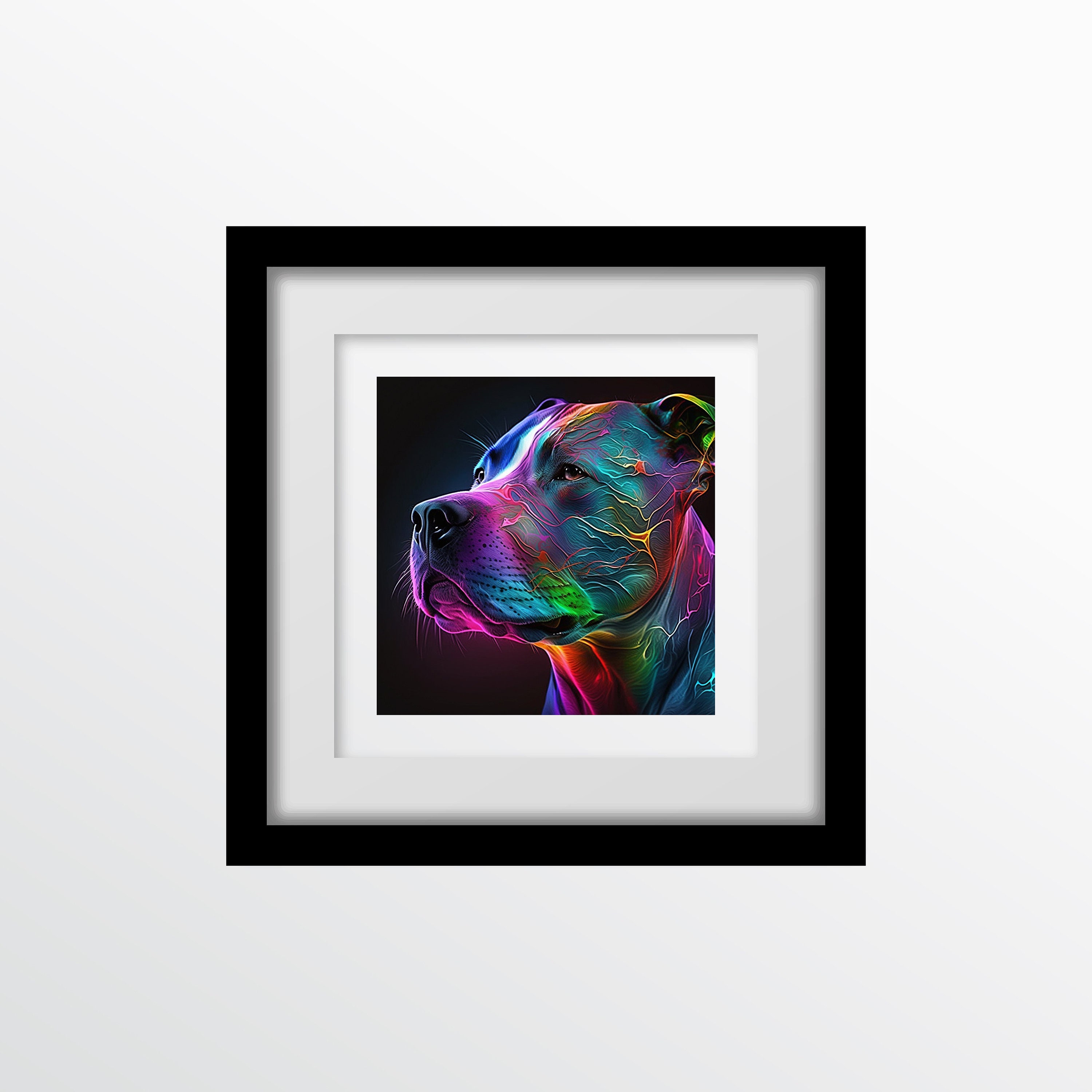 Digitally Created Neon Pitbull Print, Digital Print, Instant Download ...