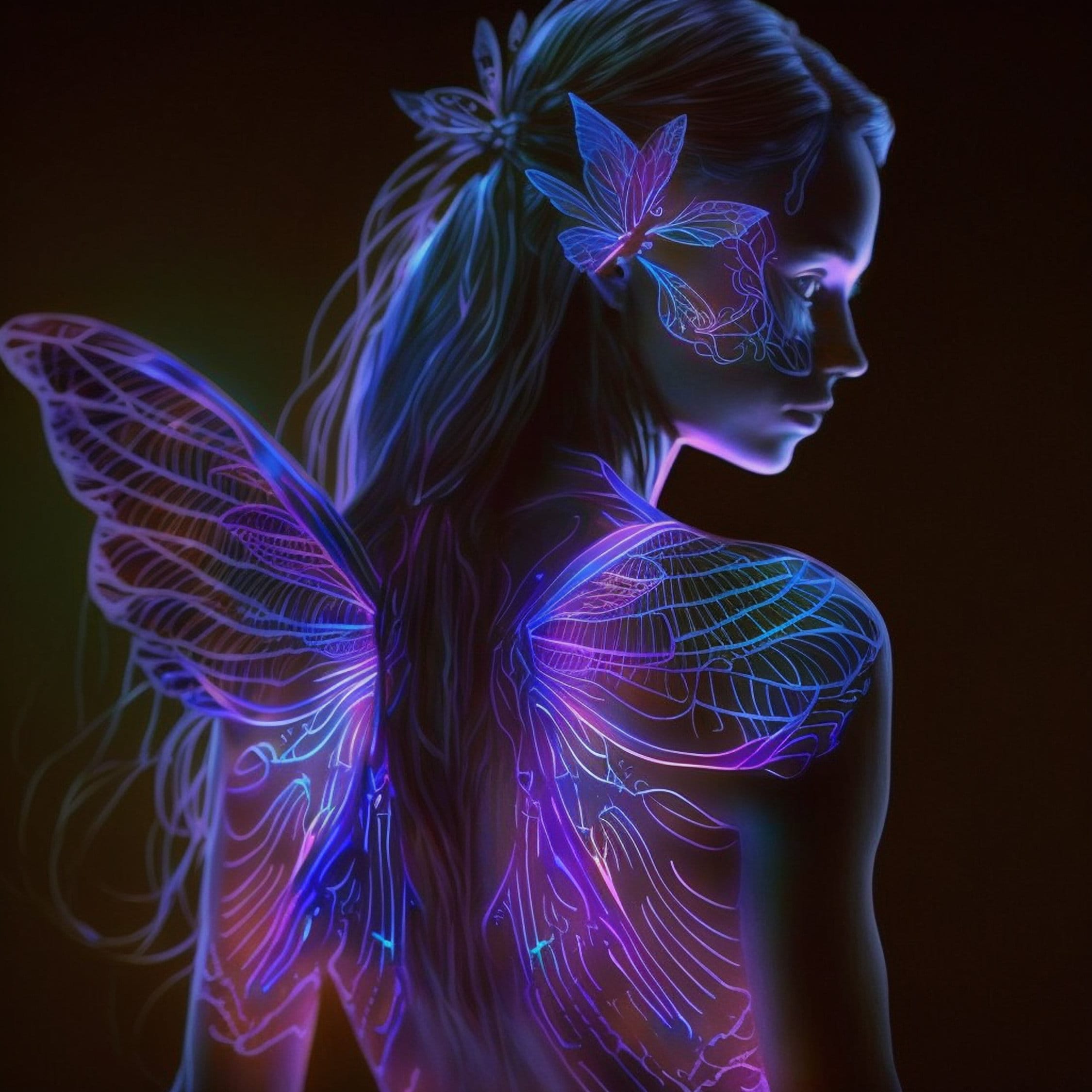 Digitally Created Neon Fairy Print, Digital Print, Instant Download ...