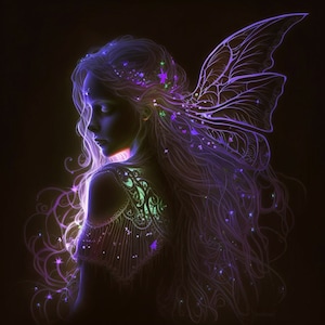 Digitally Created Neon Fairy Print, Digital Print, Instant Download ...