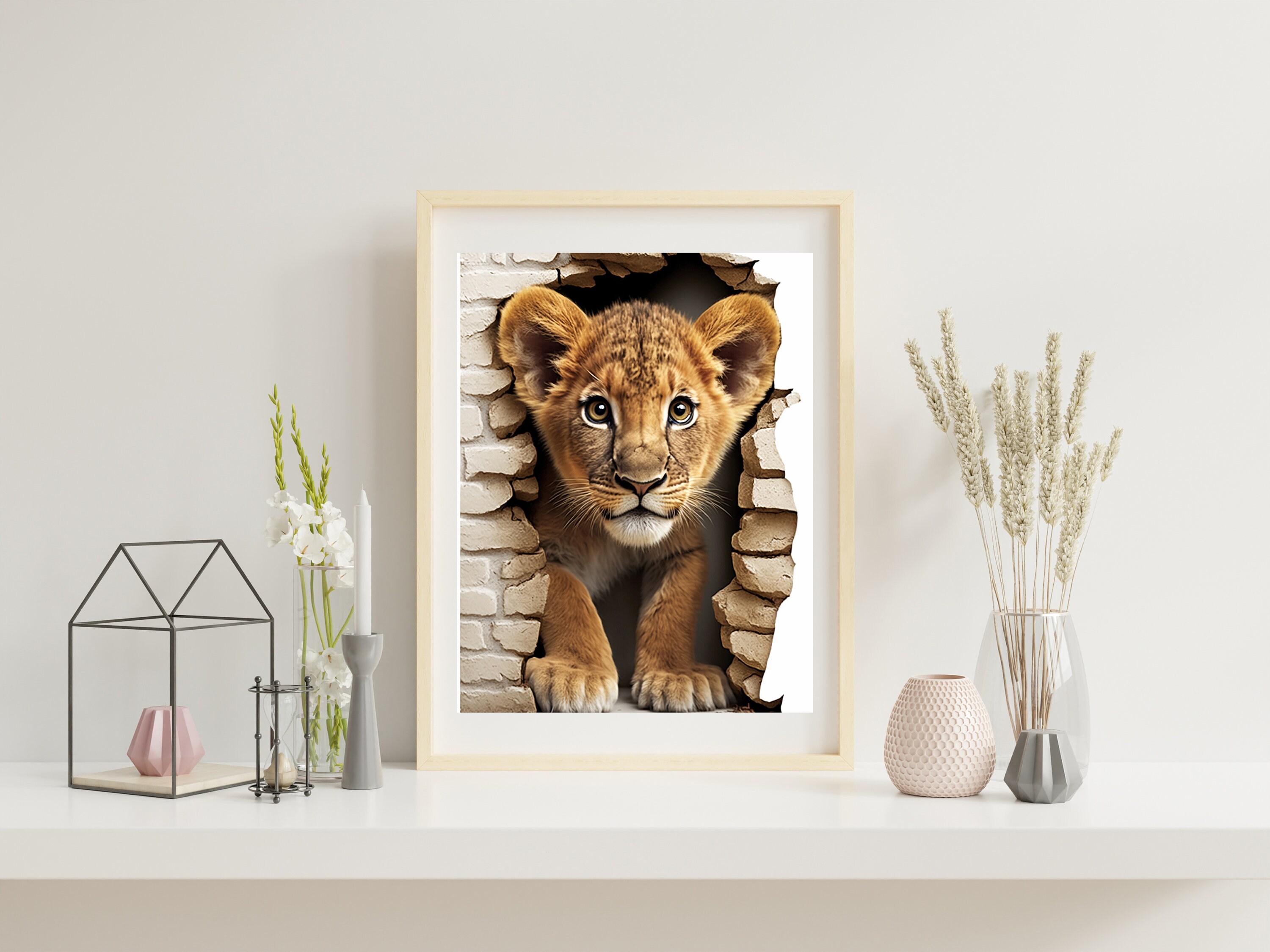 Lion Cub Print, Digital Print, Instant Download, Printable Art, Wall ...