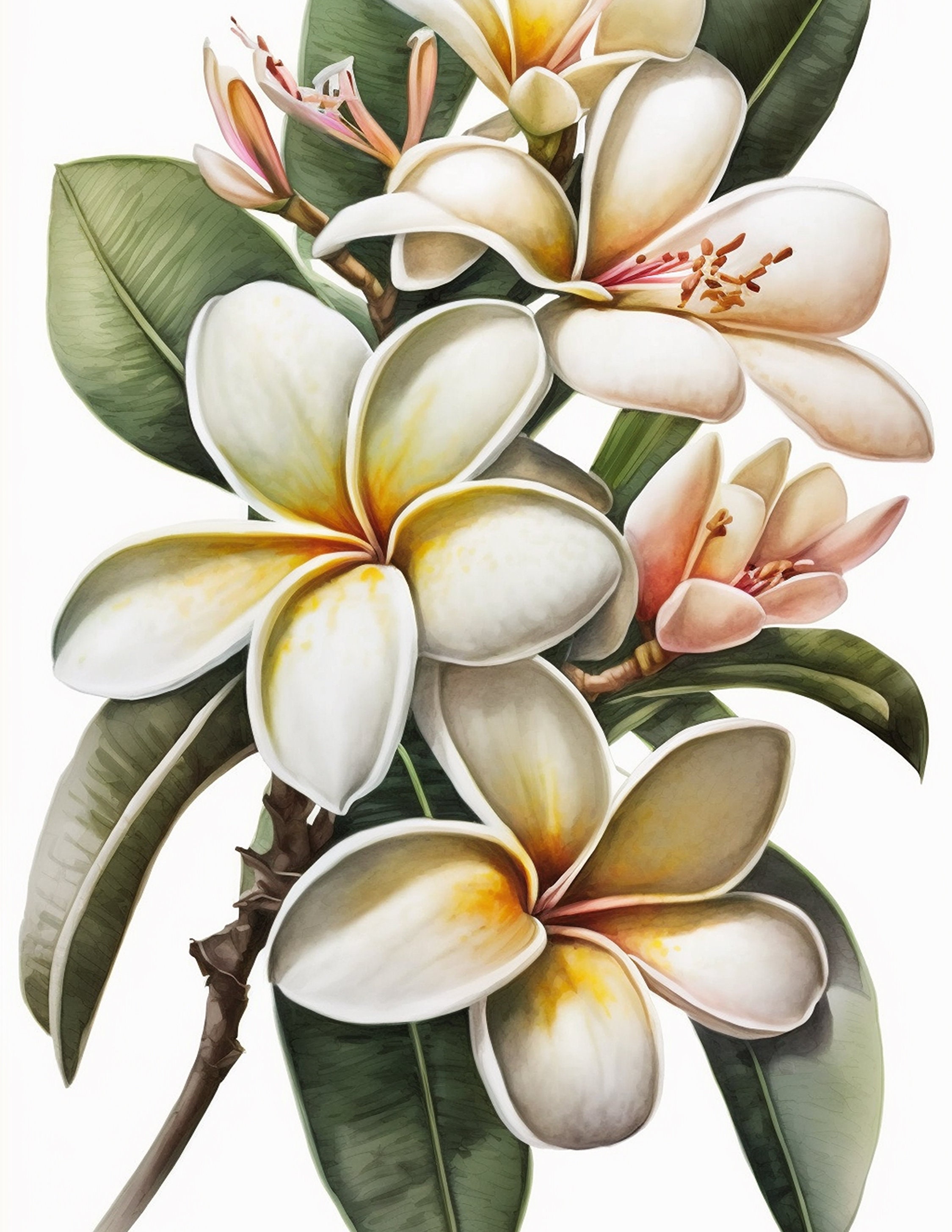 Watercolor Plumeria Digital Print Digital Print, Instant Download ...