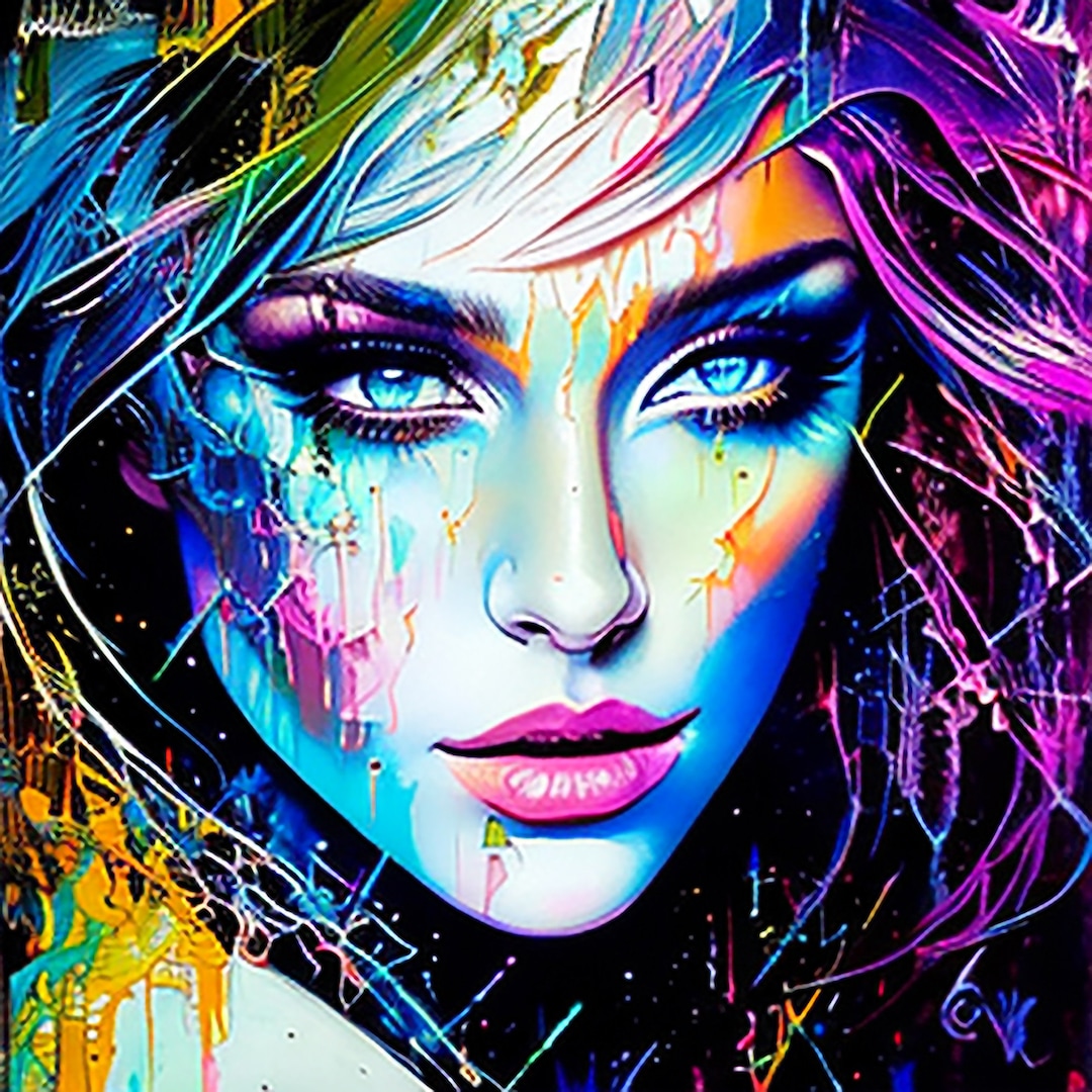 Digitally Created Abstract Woman Print., Digital Print, Instant ...