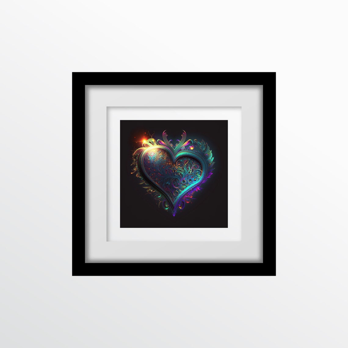 Digitally Created Neon Heart Print, Digital Print, Instant Download ...