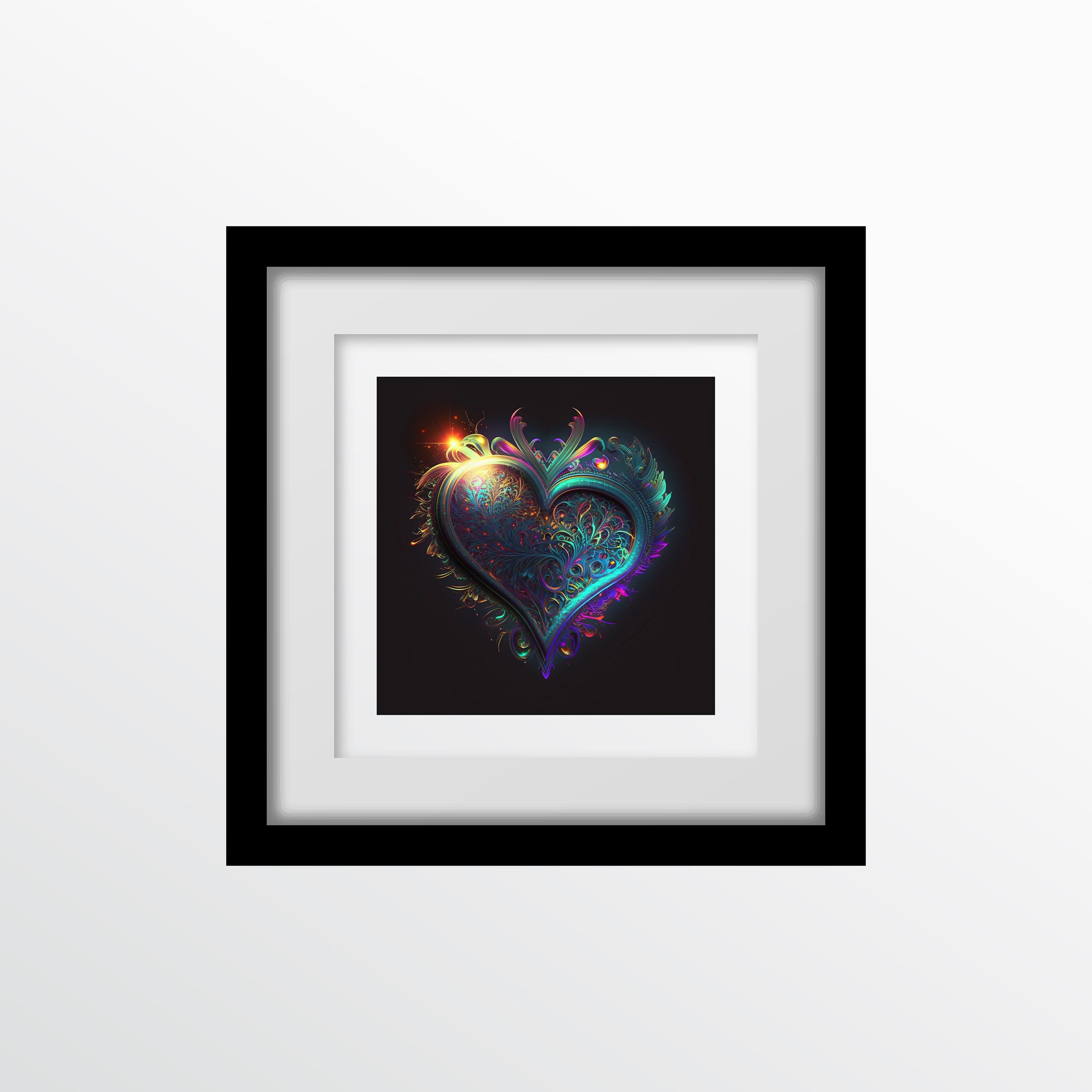 Digitally Created Neon Heart Print, Digital Print, Instant Download ...