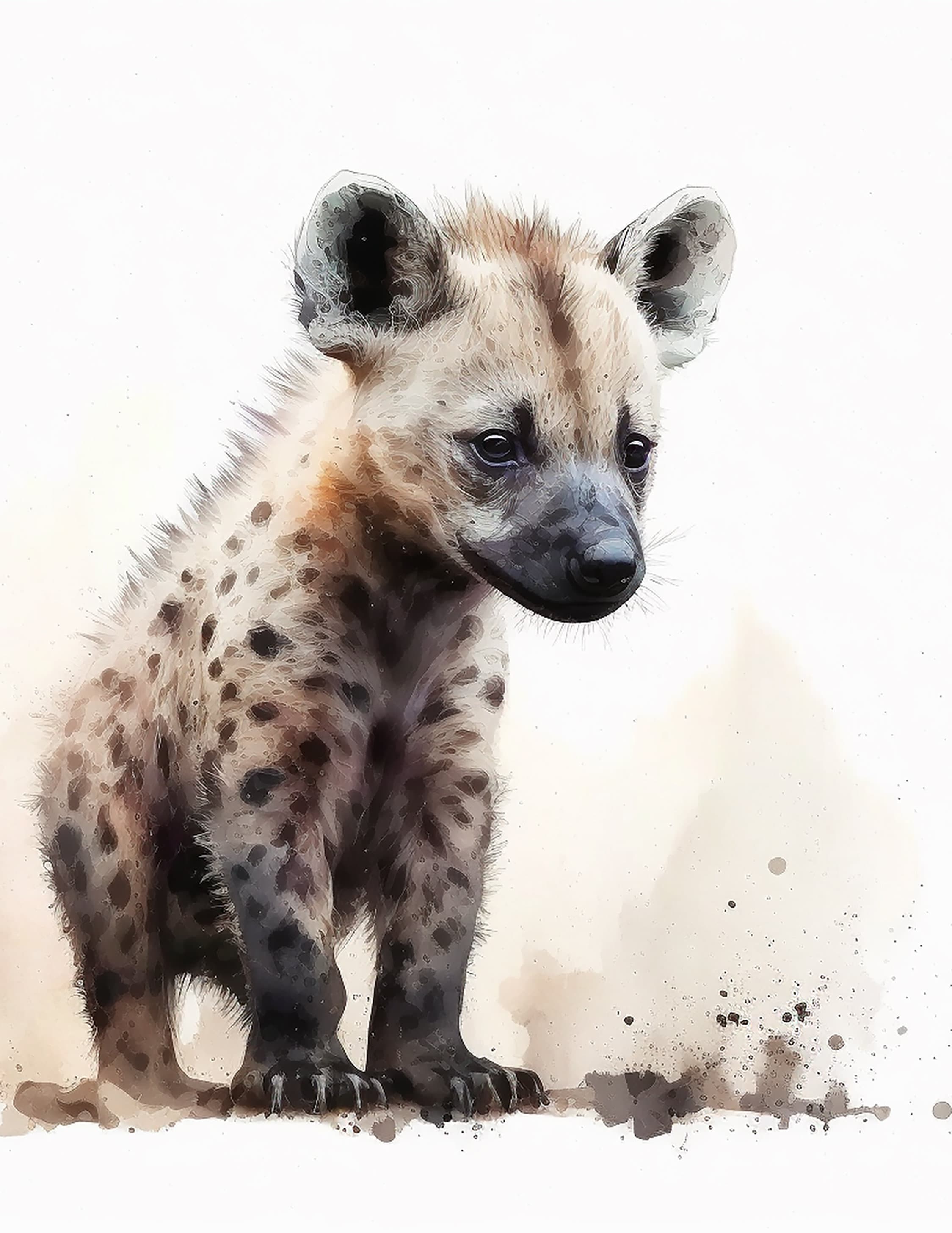 Watercolor Hyena Cub Digital Print, Digital Print, Instant Download ...