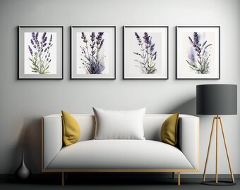Lavender Print, Printable Wall Art, Watercolor Lavender Wall Decor, Flower Art Print, Instant ...