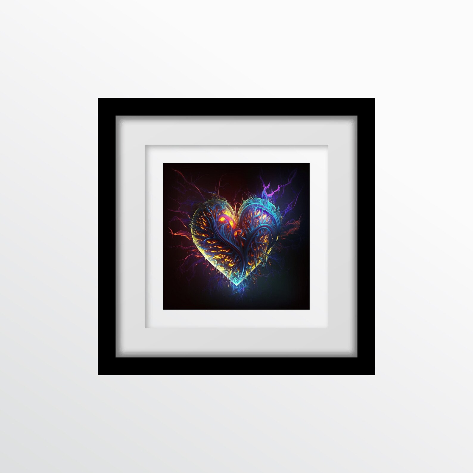 Digitally Created Neon Heart Print., Digital Print, Instant Download ...