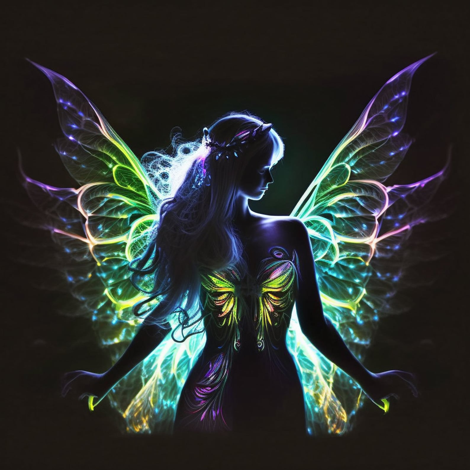 Digitally Created Neon Fairy Print - Etsy