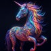 Digitally Created Neon Unicorn Print., Digital Print, Instant Download ...