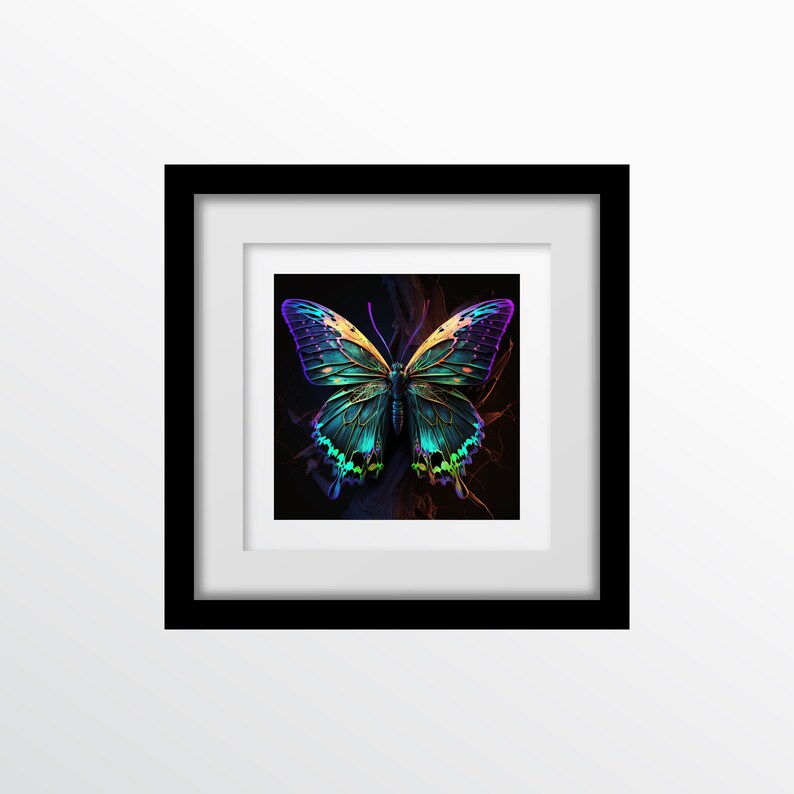 Digitally Created Neon Butterfly Print. Digital Print, Instant Download ...