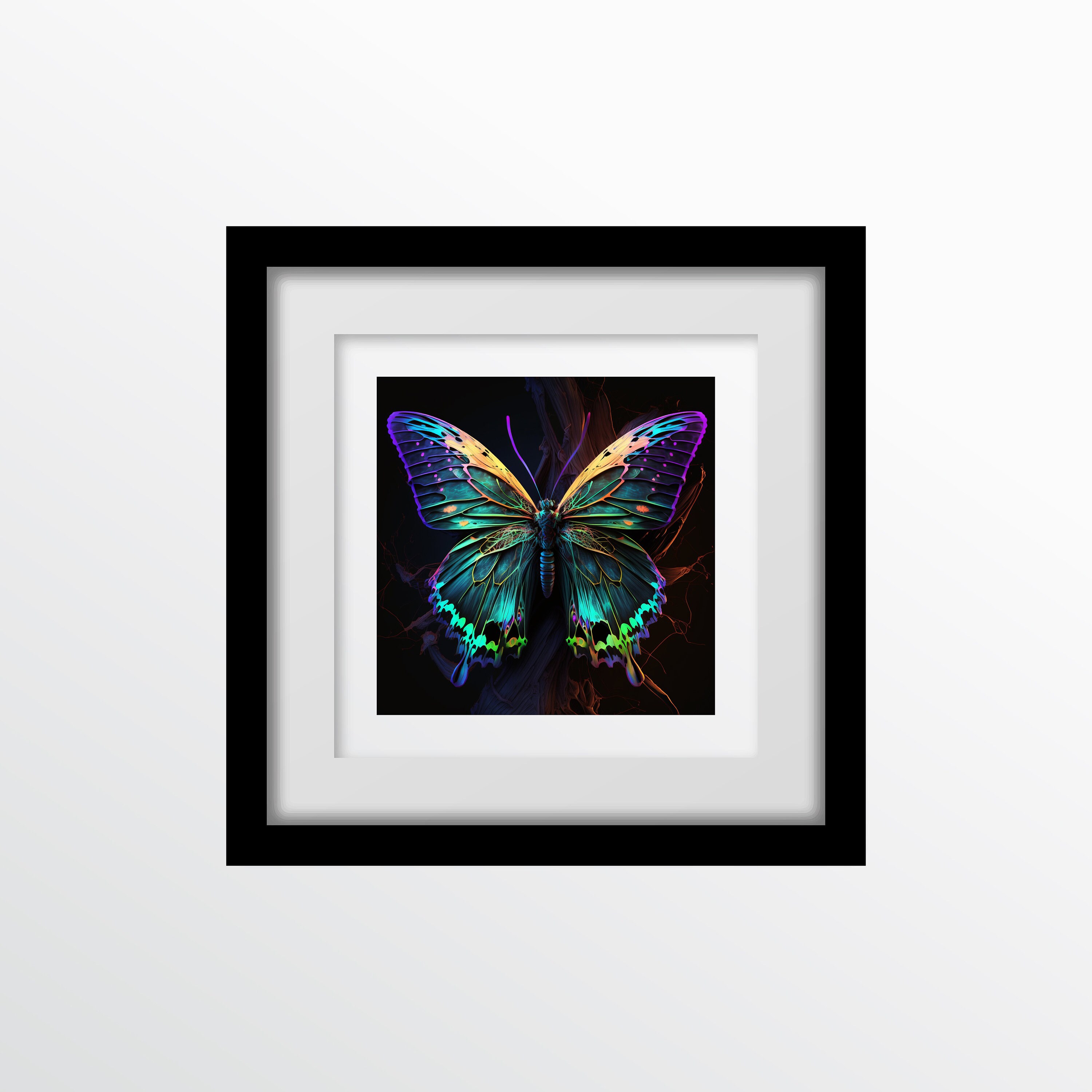 Digitally Created Neon Butterfly Print. Digital Print, Instant Download ...