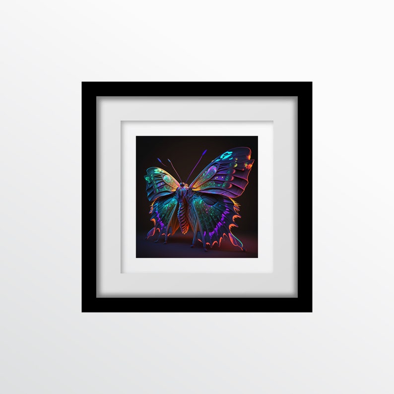 Digitally Created Neon Butterfly Print., Digital Print, Instant ...