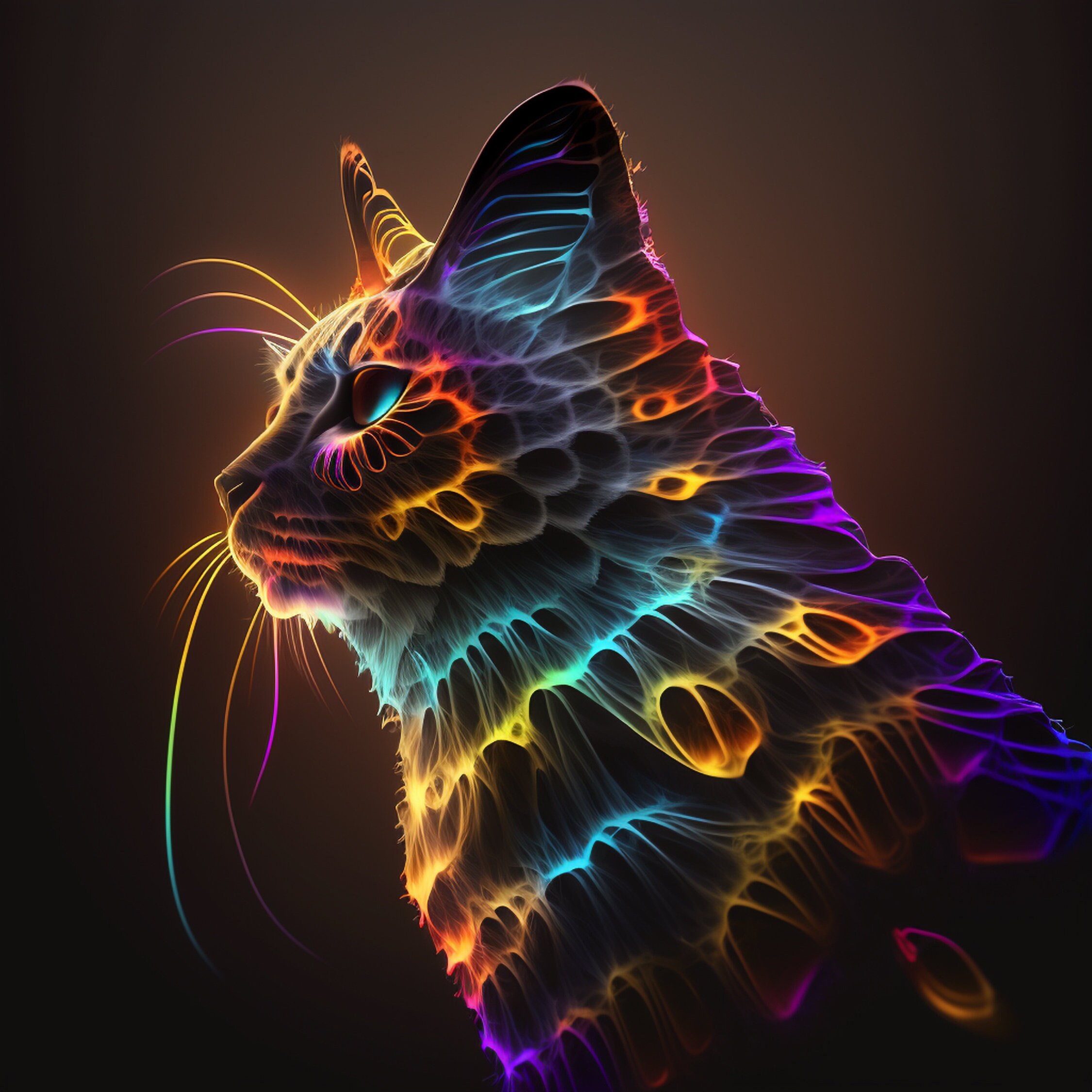 Digitally Created Neon Caterfly Print., Digital Print, Instant Download ...