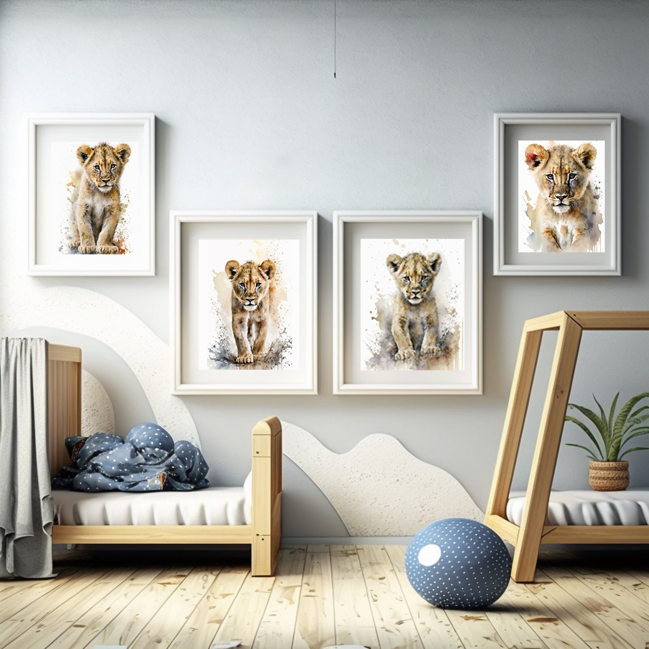 Watercolor Lion Cub Digital Prints - Etsy