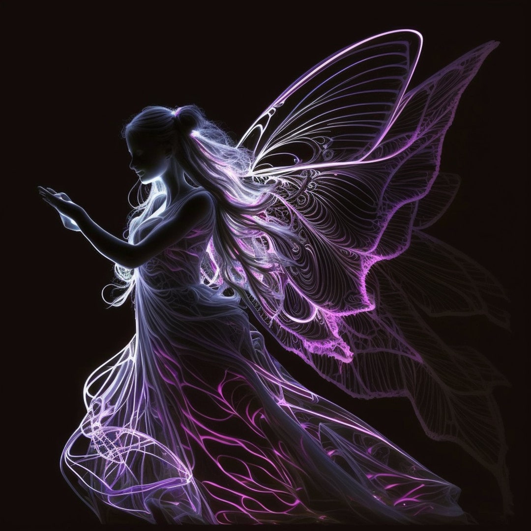 Digitally Created Neon Fairy Print, Digital Print, Instant Download ...