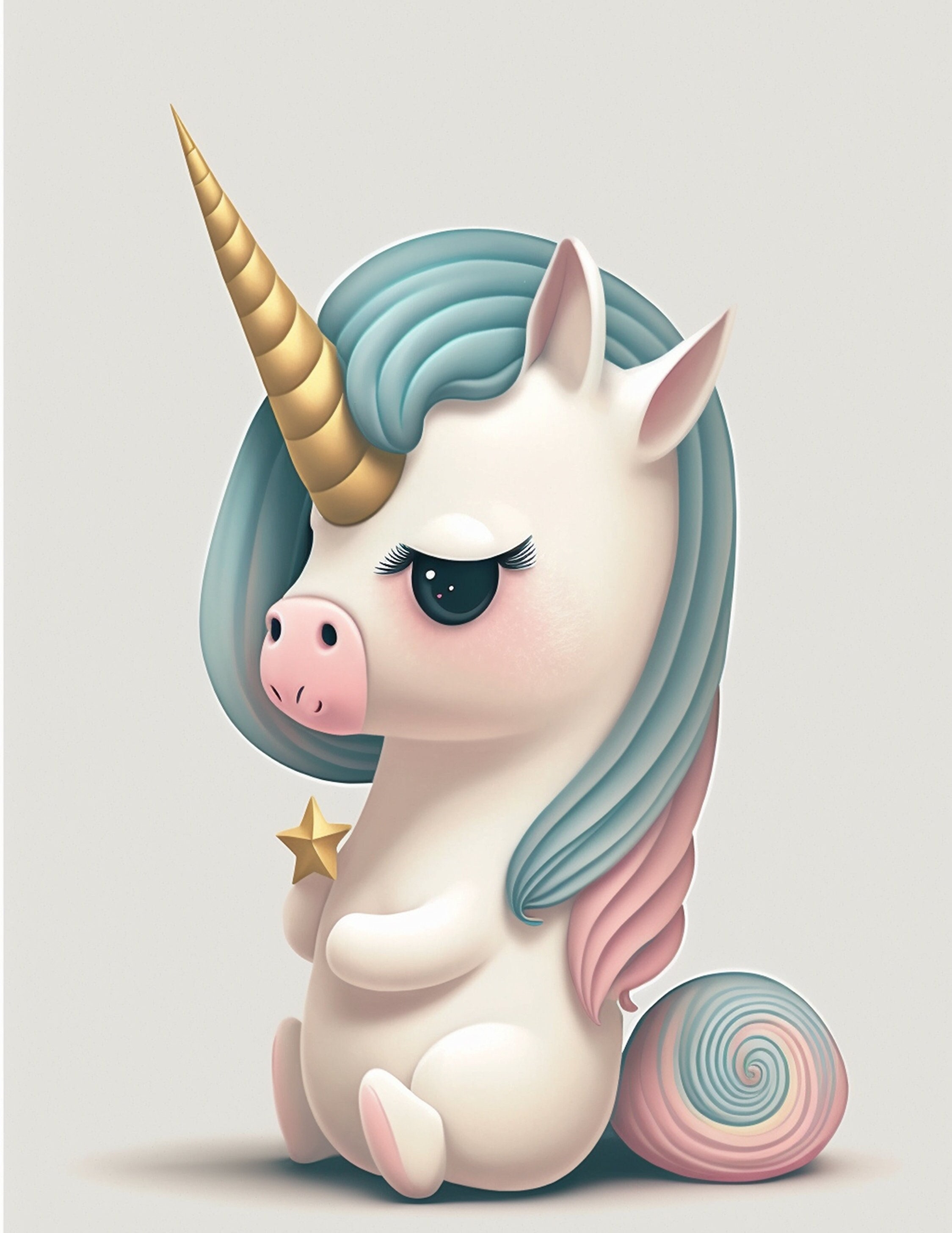 Digitally Created Frumpy Unicorn Print., Digital Print, Instant ...