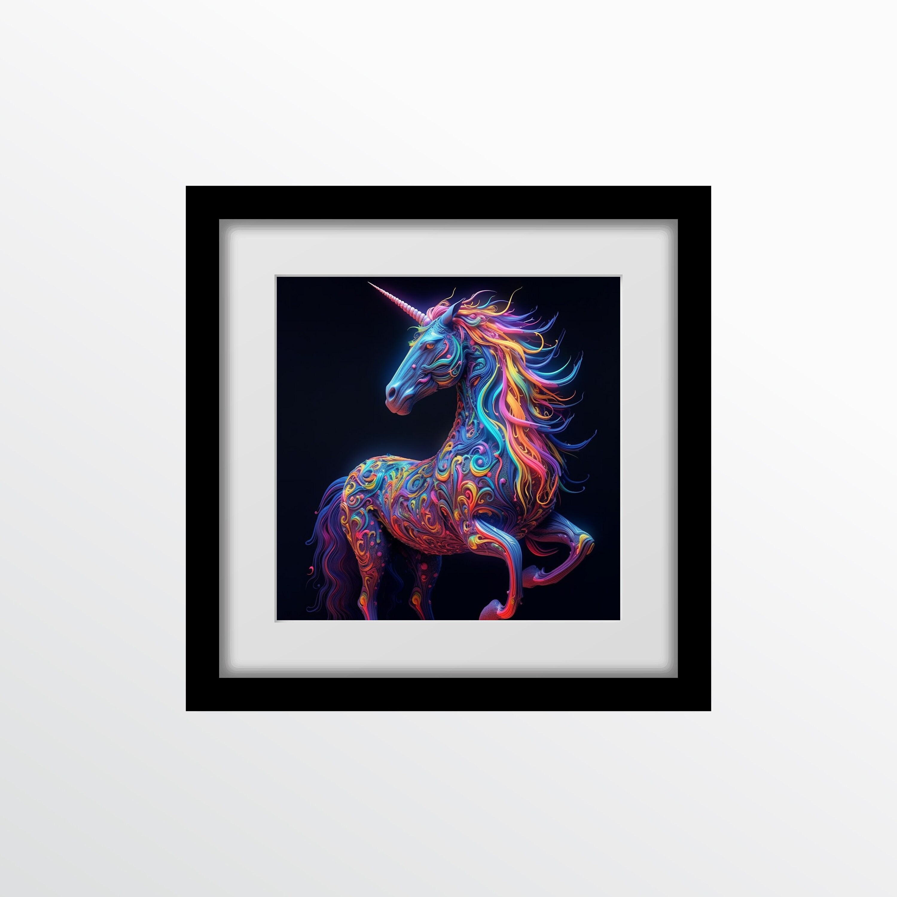 Digitally Created Neon Unicorn Print., Digital Print, Instant Download ...
