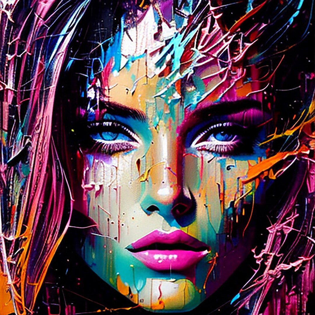 Digitally Created Abstract Woman Print., Digital Print, Instant ...