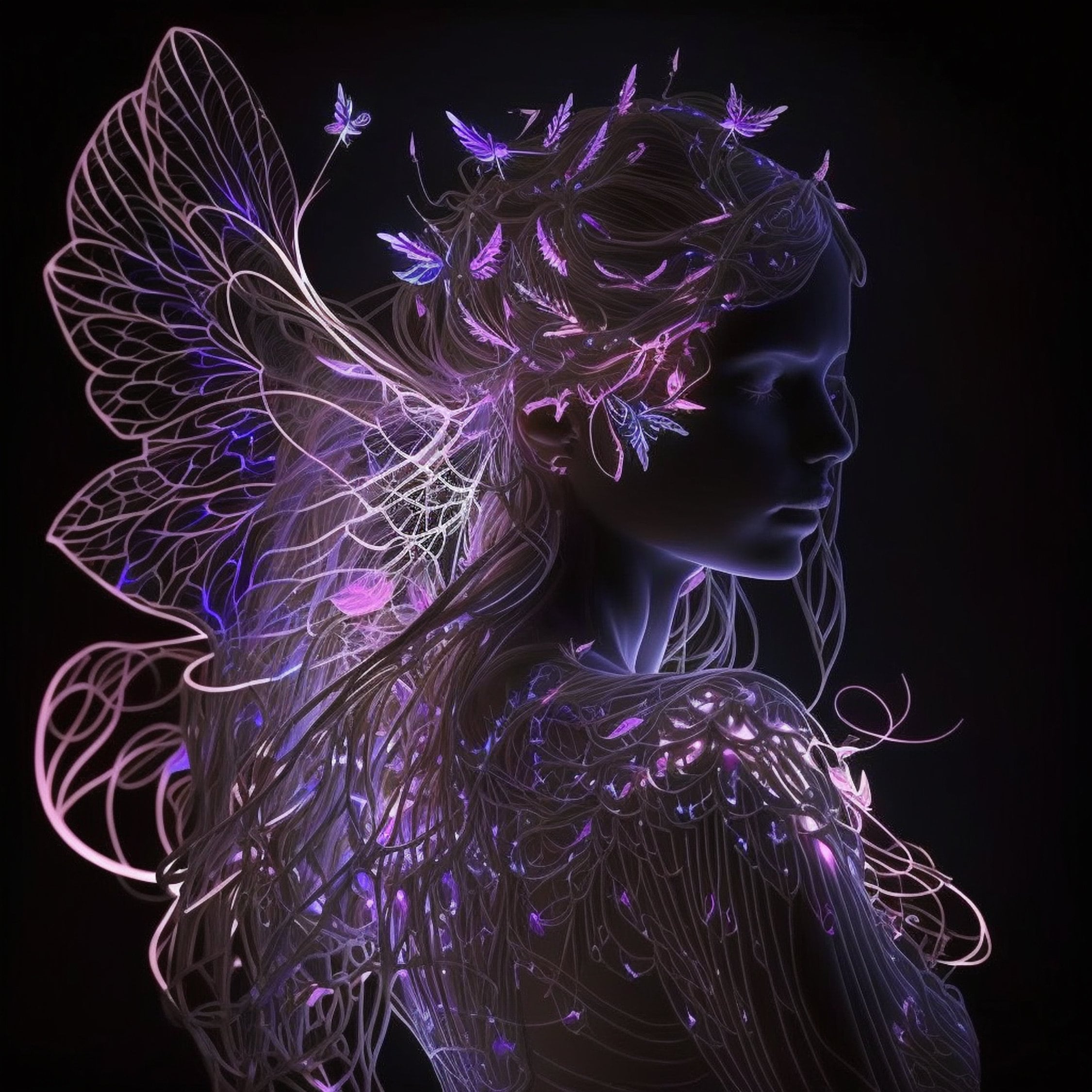 Adigitally Created Neon Fairy Print, Digital Print, Instant Download ...