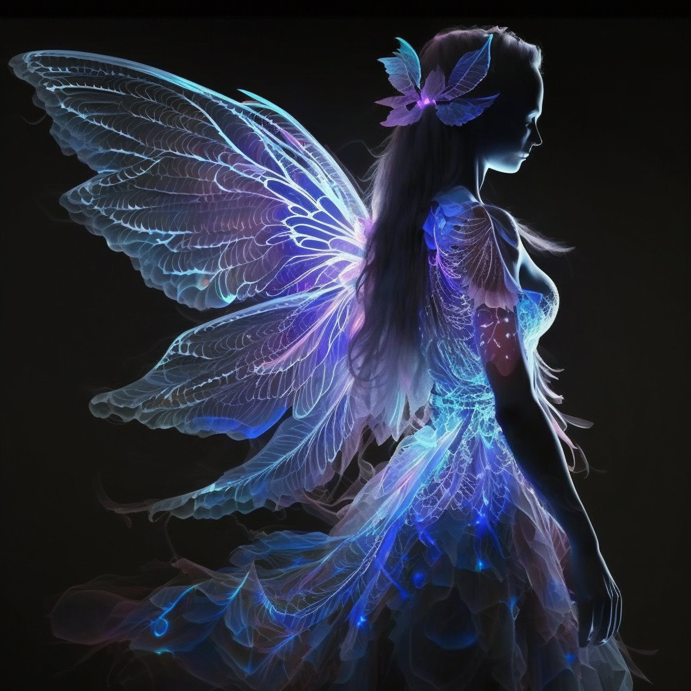 Digitally Created Neon Fairy Print Digital Print, Instant Download ...