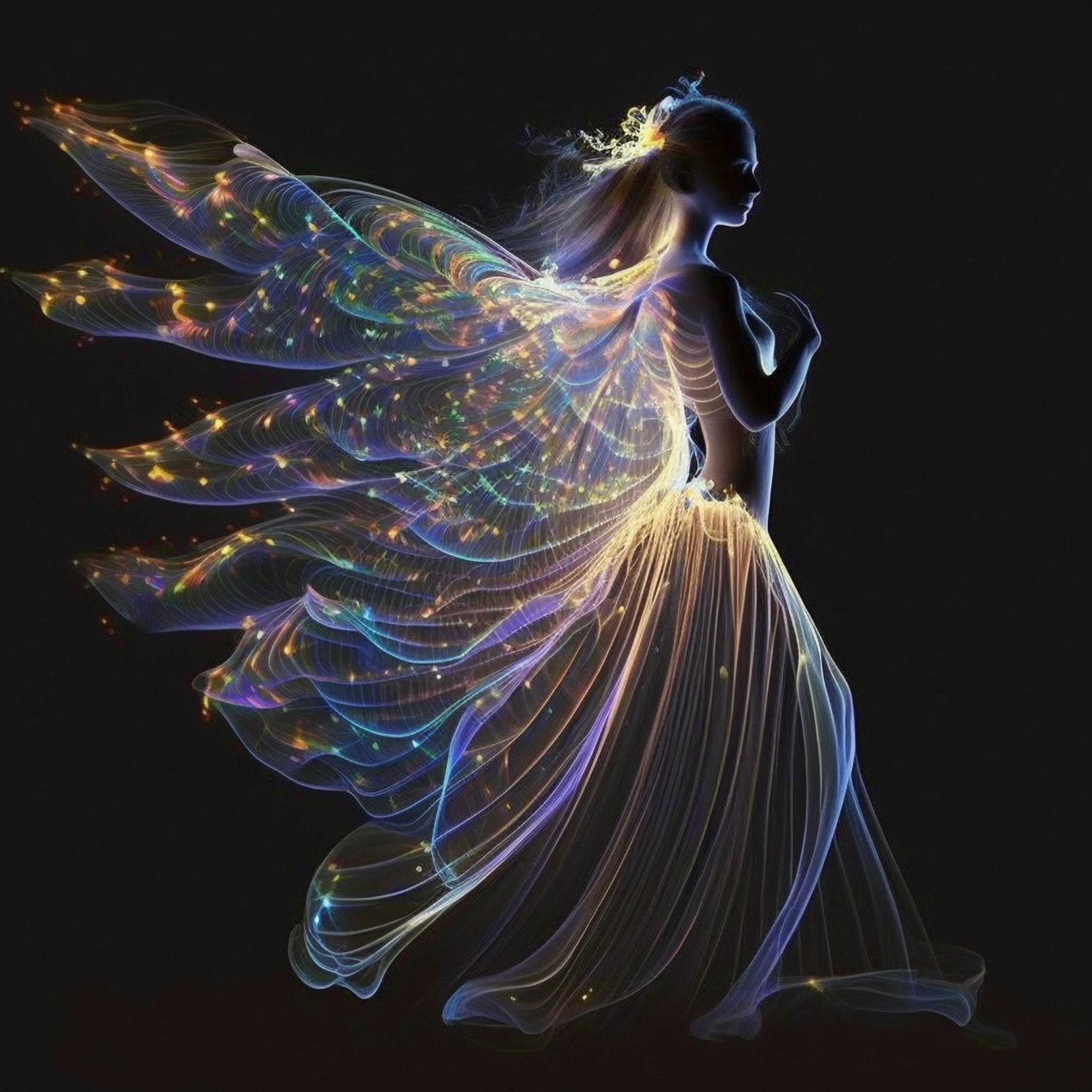 Digitally Created Neon Fairy Print, Digital Print, Instant Download ...