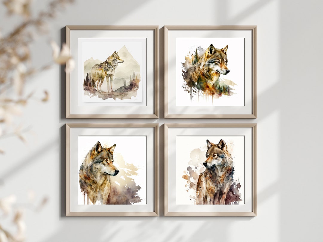 Watercolor Wolf Digital Prints Digital Print Instant - Etsy