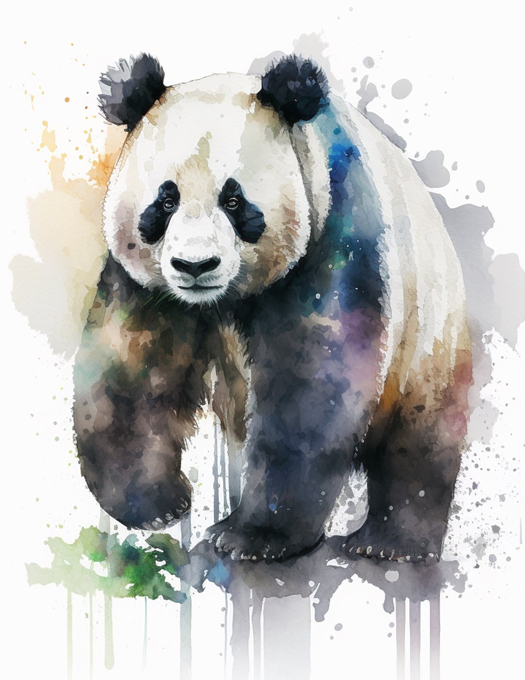 Giant Panda Cub Digital Watercolor Print, Digital Print, Instant ...