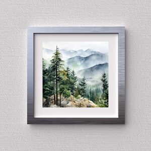 Digital Watercolor Mountain Scene Digital Print, Instant Download ...