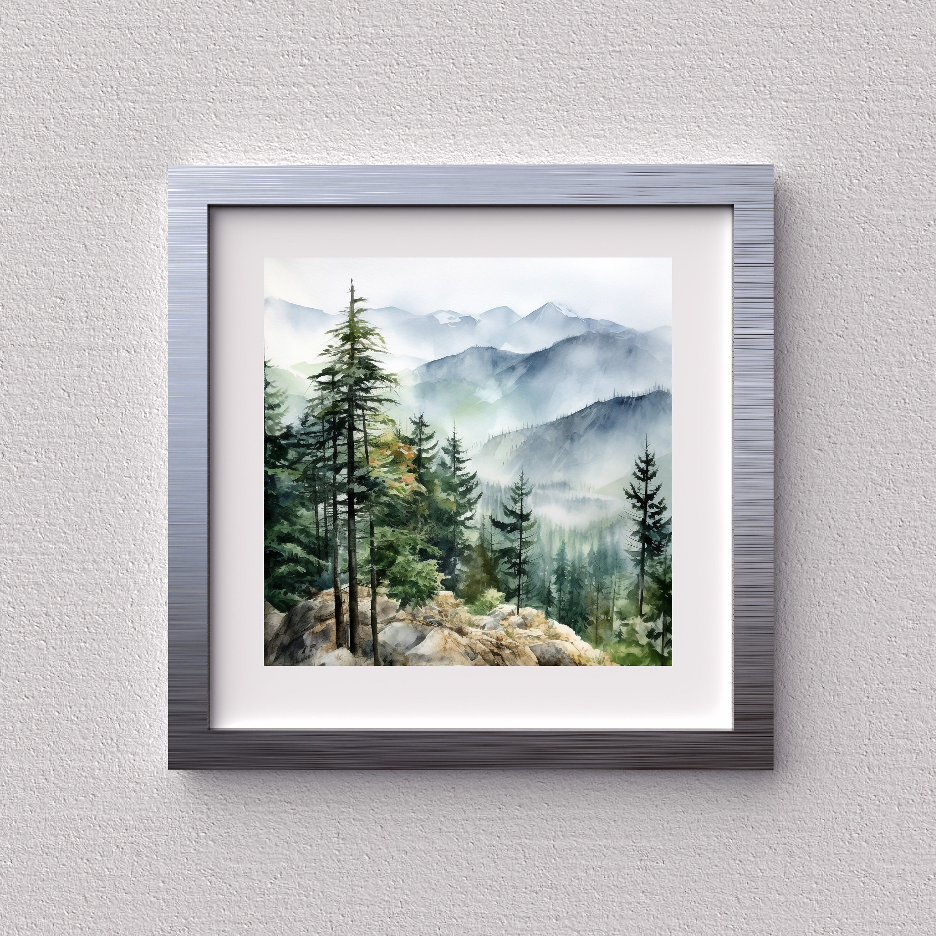 Digital Watercolor Mountain Scene Digital Print, Instant Download ...