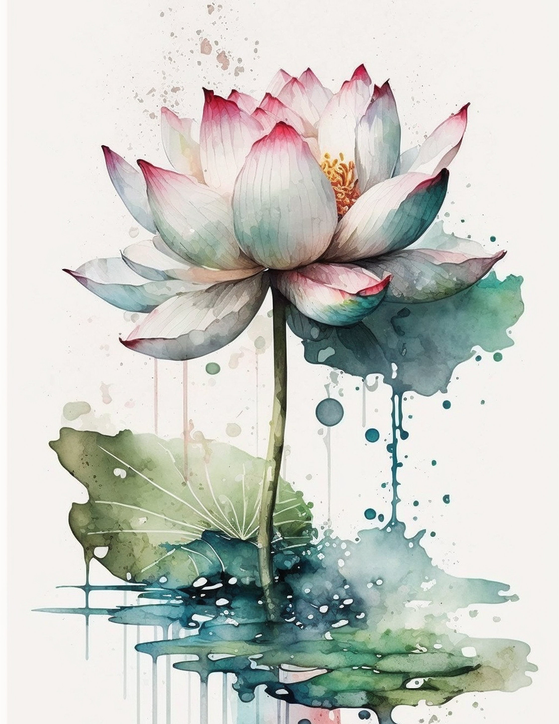Watercolor Lotus Flower Digital Print. Digital Print, Instant Download ...