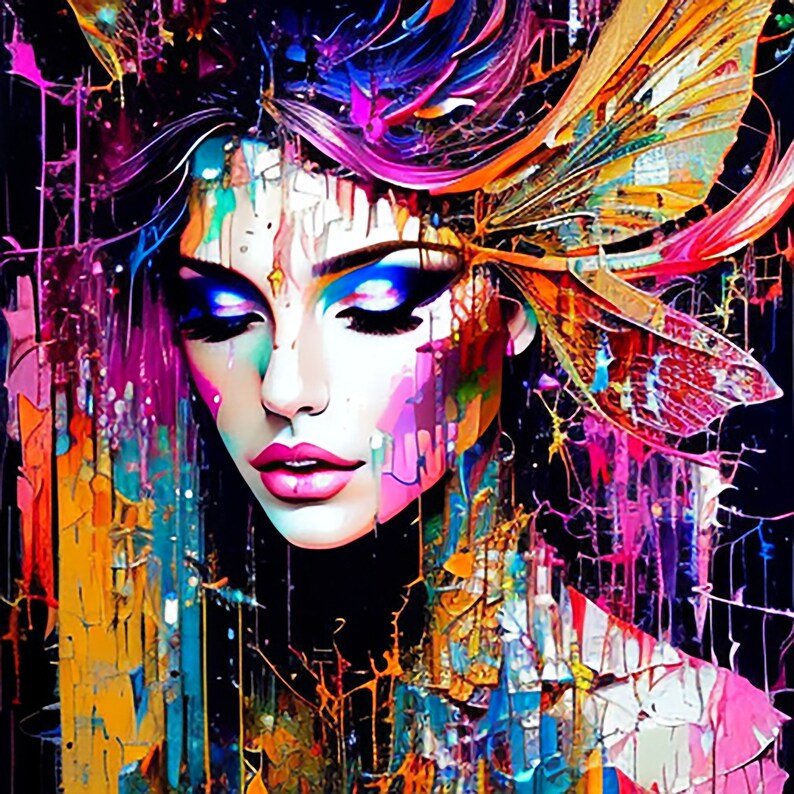 Digitally Created Abstract Woman Print., Digital Print, Instant ... Digitally Created Abstract Woman Print., Digital Print, Instant ...