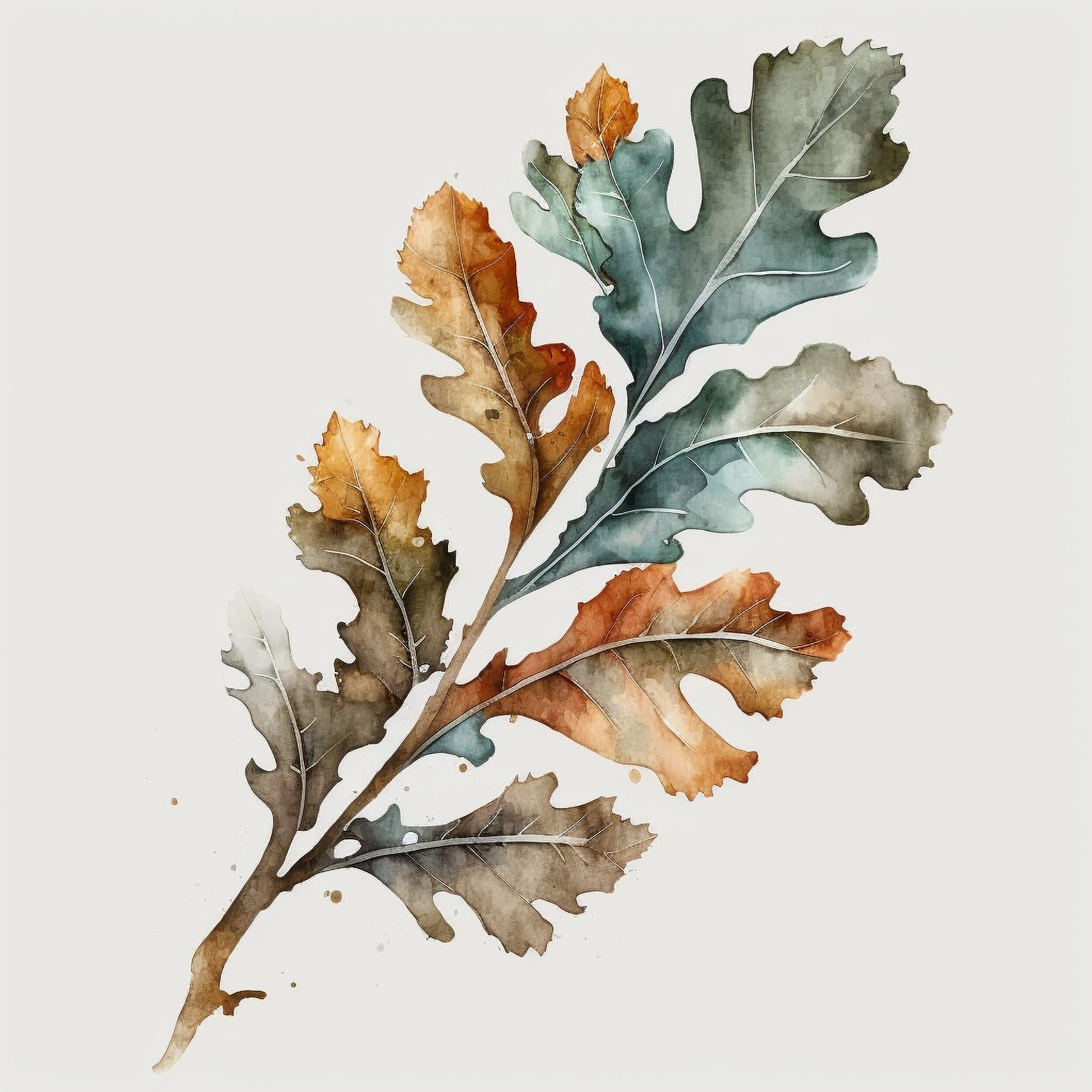 Digital Watercolor Oak Leaf Prints Digital Print, Instant Download ...