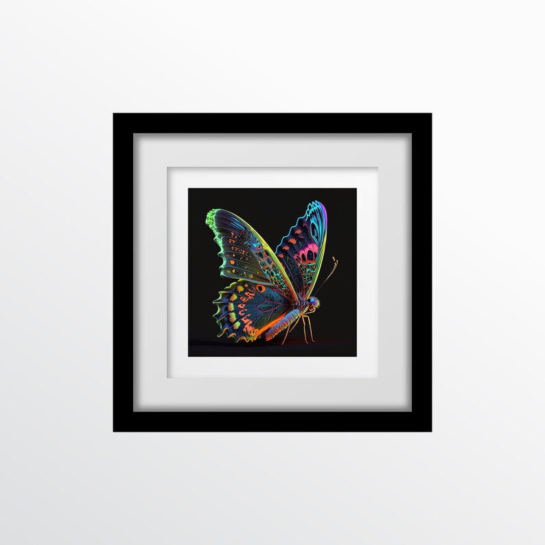 Digitally Created Neon Butterfly Print., Digital Print, Instant ...