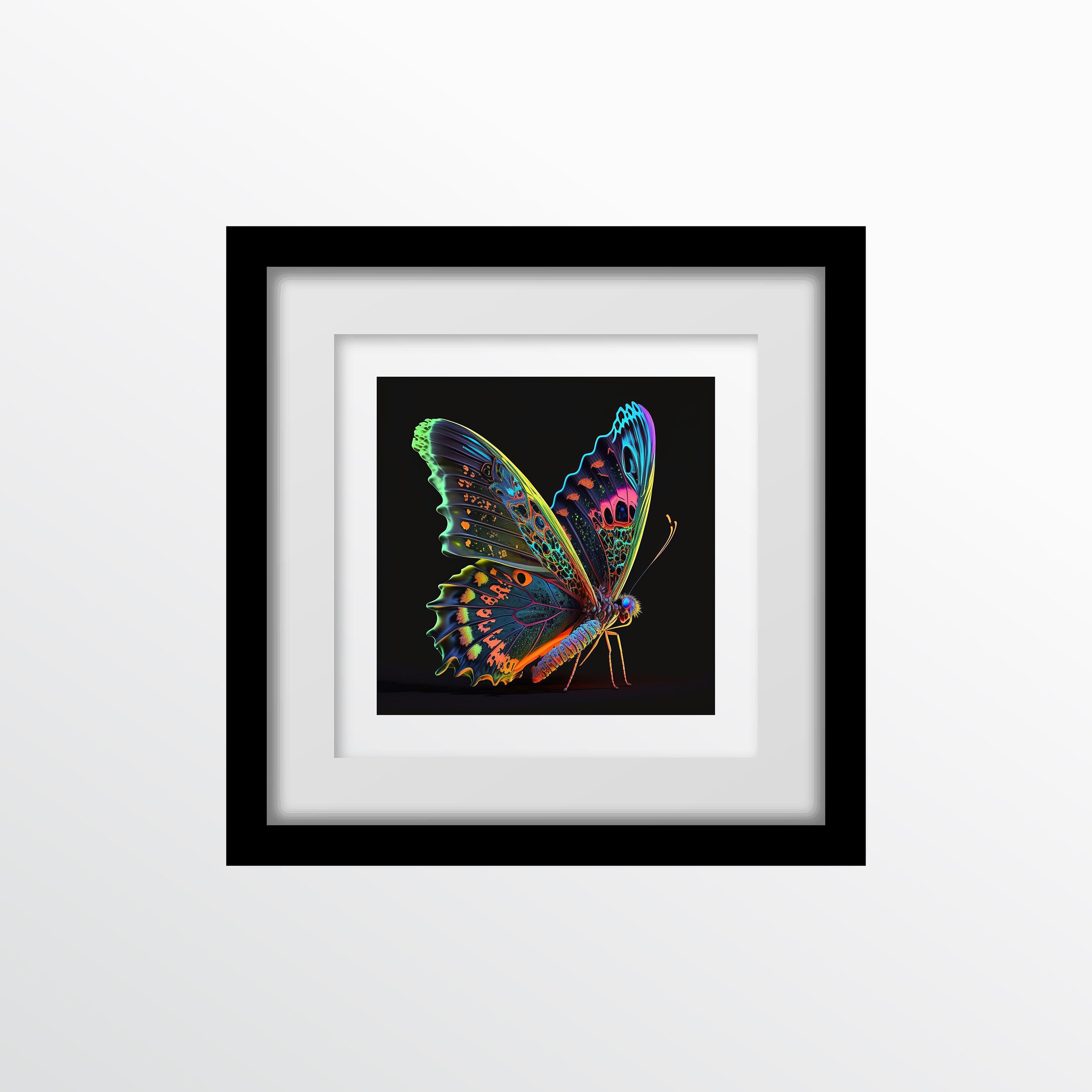Digitally Created Neon Butterfly Print., Digital Print, Instant ...