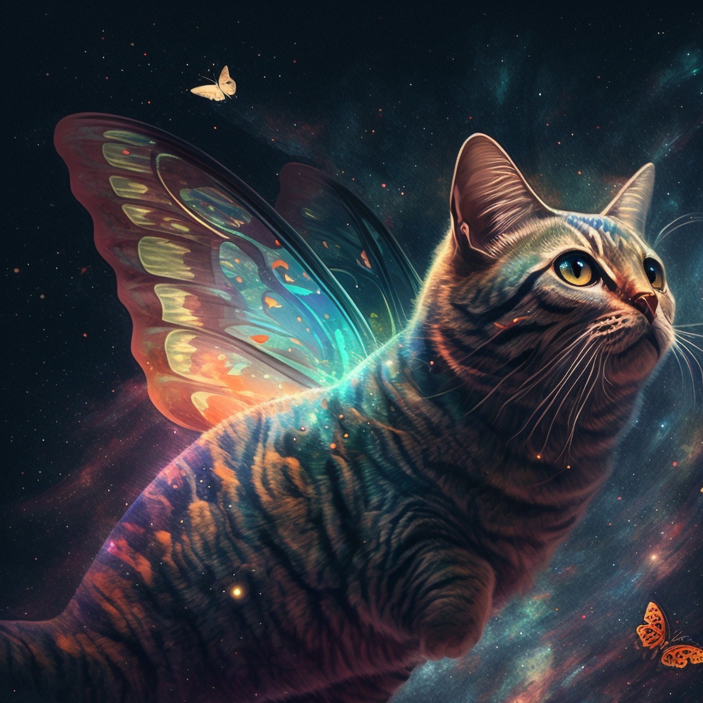 Digitally Created Neon Caterfly Print., Digital Print, Instant Download ...