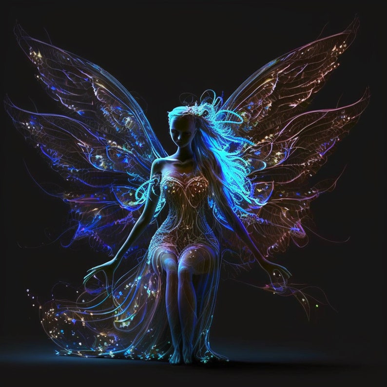 Digitally Created Neon Fairy Print Digital Print, Instant Download ...