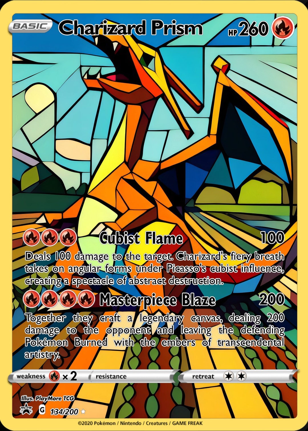Charizard Prism Full Art Holo Custom Card Artist Trading Card - Etsy