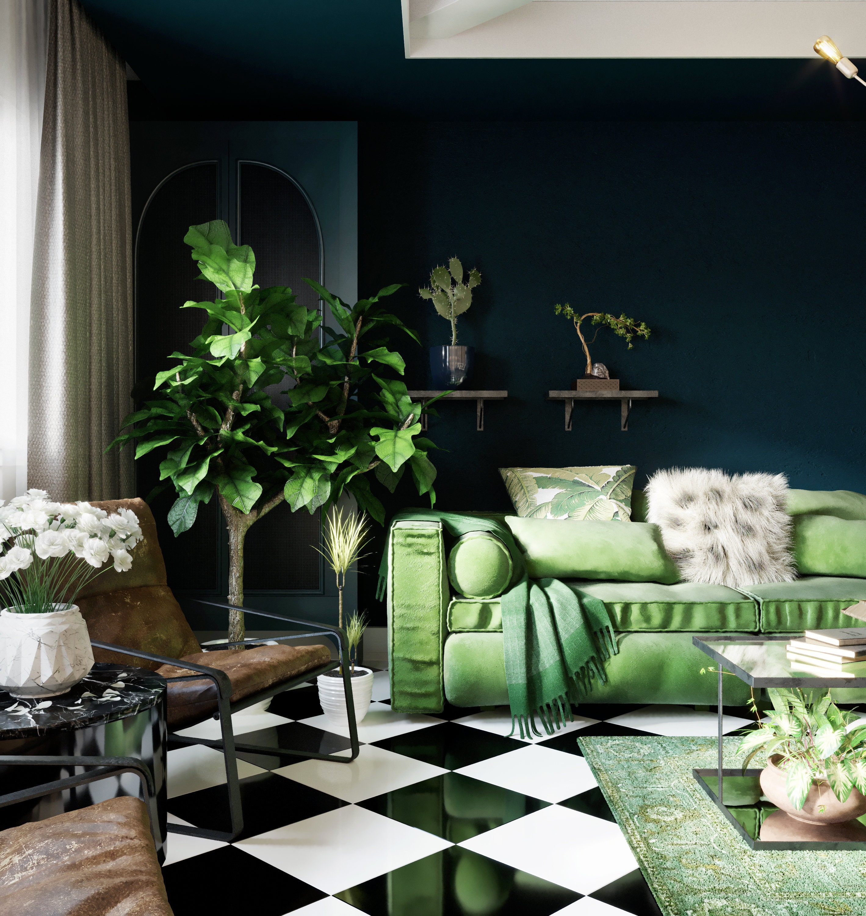 Living Room Interior Design and 3D Realistic Rendering, Living Room ...