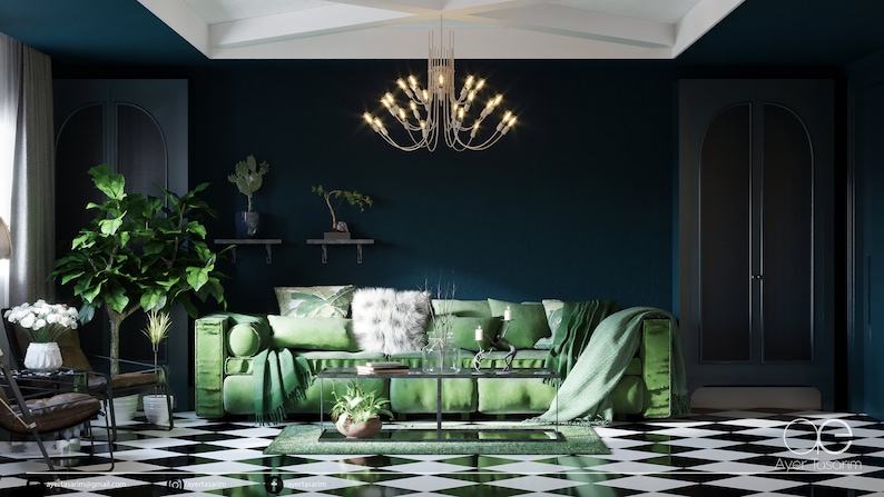 Living Room Interior Design and 3D Realistic Rendering, Living Room ...