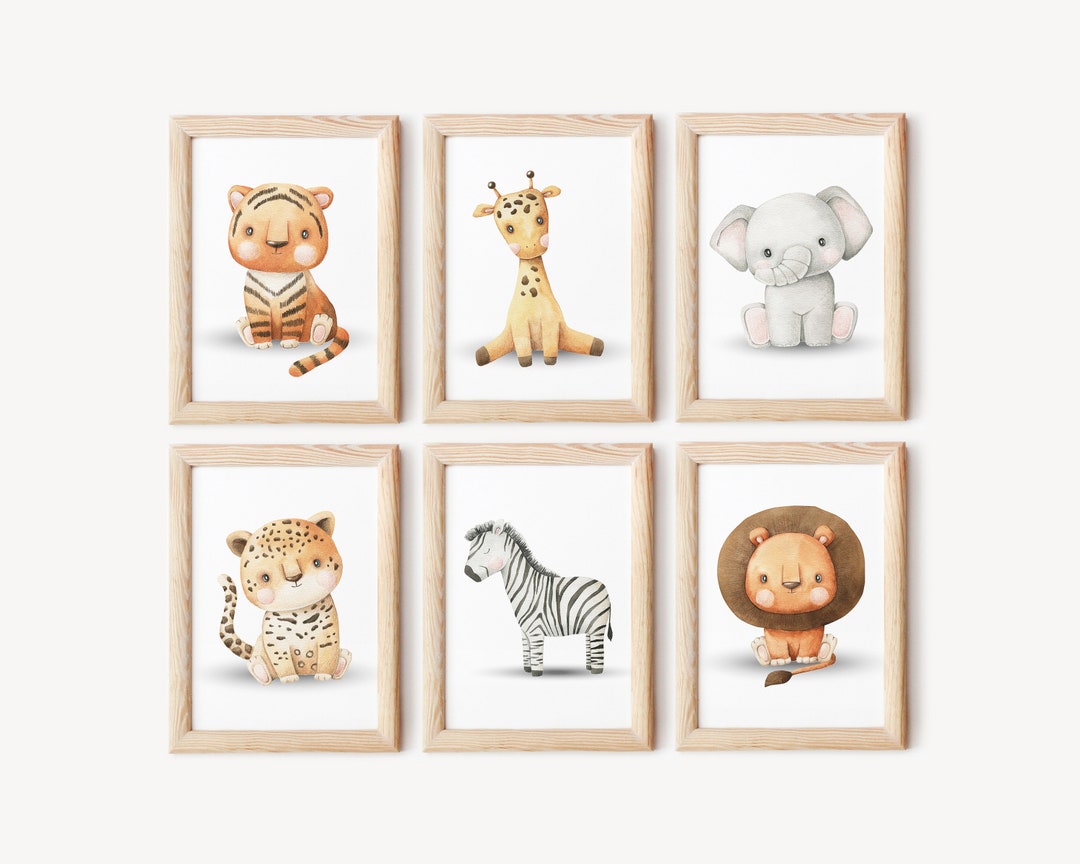 Set of 6 Safari Animal Print Posters, A4 A3 A2 A1 Poster, Lion Print ...