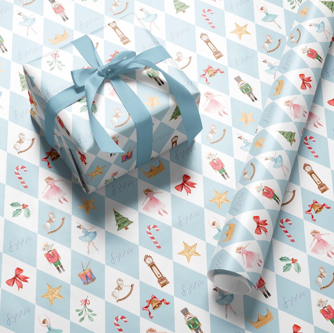 Harlequin Nutcracker Christmas Wrapping Paper, Personalised Christmas ...