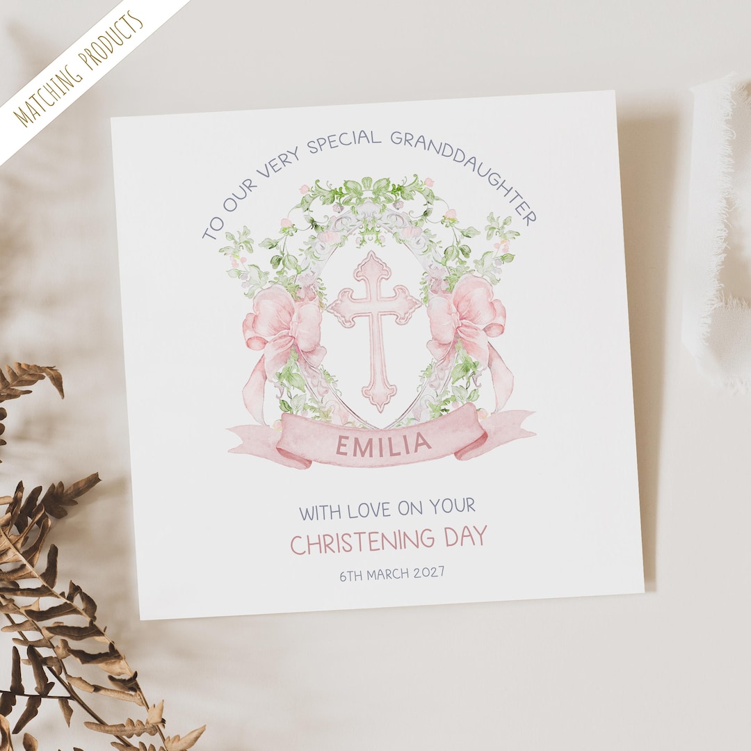 Personalised Christening Card, Baptism Card, for Girls Granddaughter ...