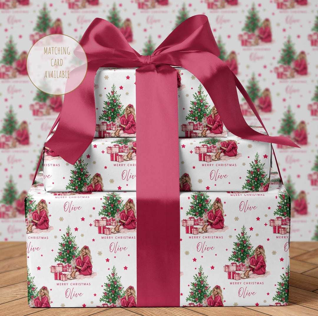 Girl's Christmas Gift Wrapping Paper, Personalised Girl's Xmas Wrapping ...