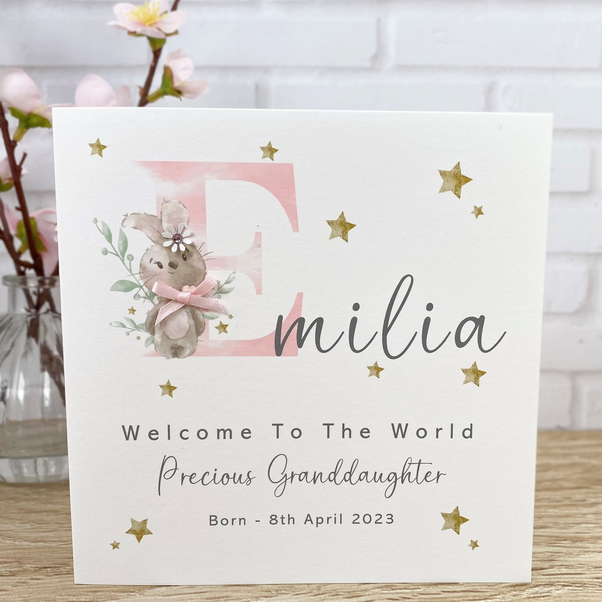 Personalised Handmade New Baby Card, Rabbit, New Baby Boy, New Baby ...