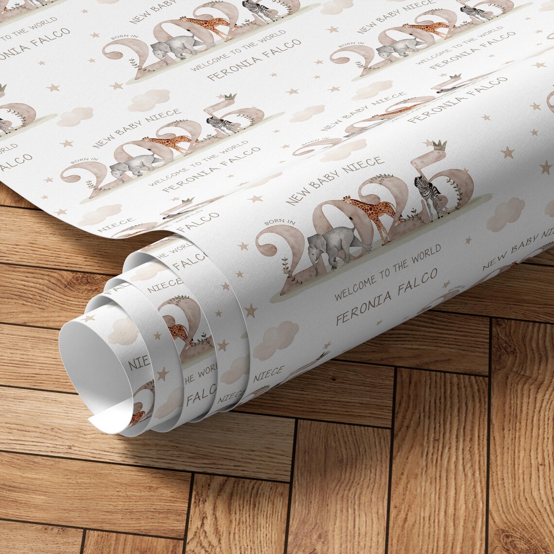 New Born Baby Personalised Welcome to the World Wrapping Paper, Large ...