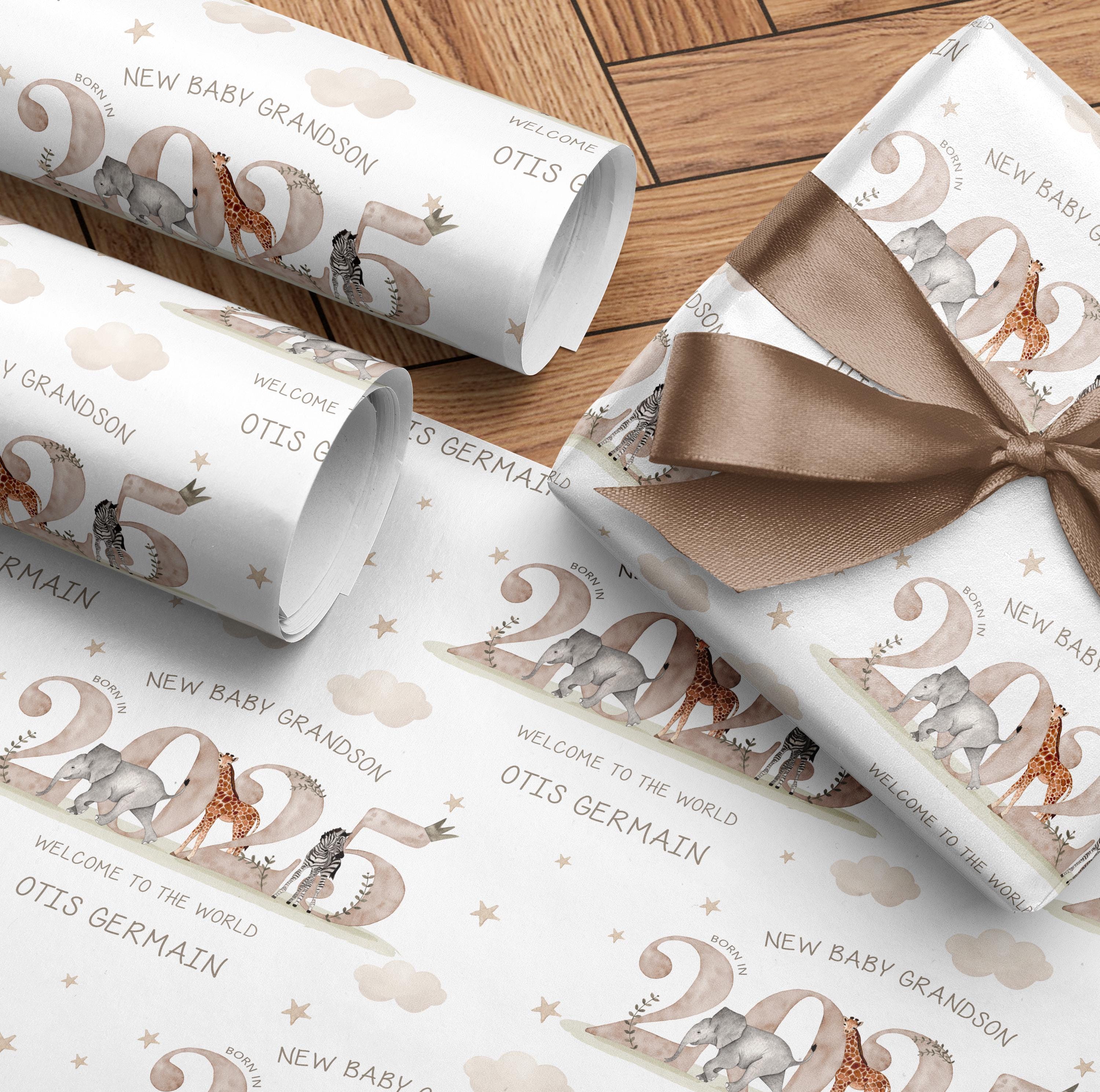 New Born Baby Personalised Welcome to the World Wrapping Paper, Large ...