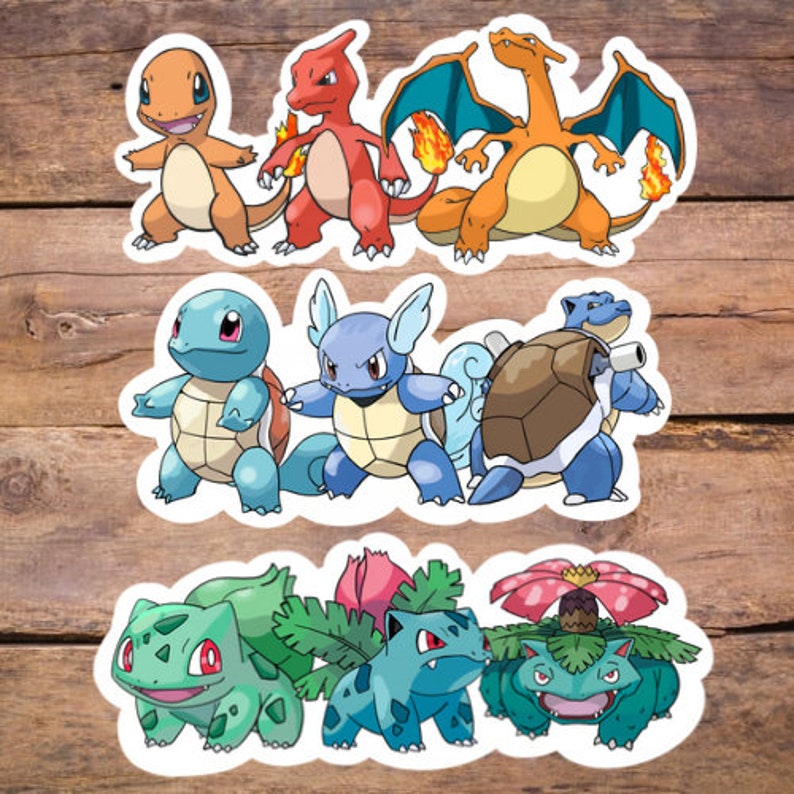 Bulbasaur, Squirtle and Charizard Evolution Stickers - Etsy